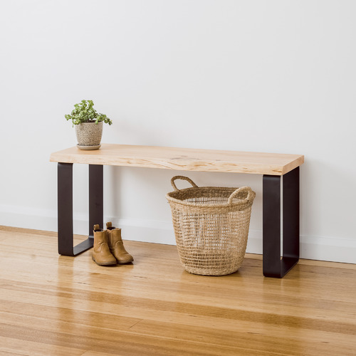Natural & Black Estelle Macrocarpa Dining Bench | Temple & Webster