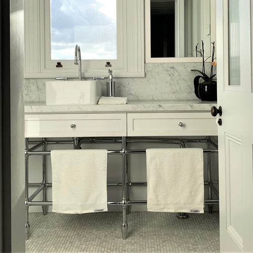 LaAbode Snow Luna Herringbone Cotton Bathroom Towels | Temple & Webster