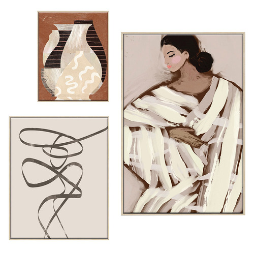 3 Piece Ivory Muse Canvas Wall Art Set | Temple & Webster