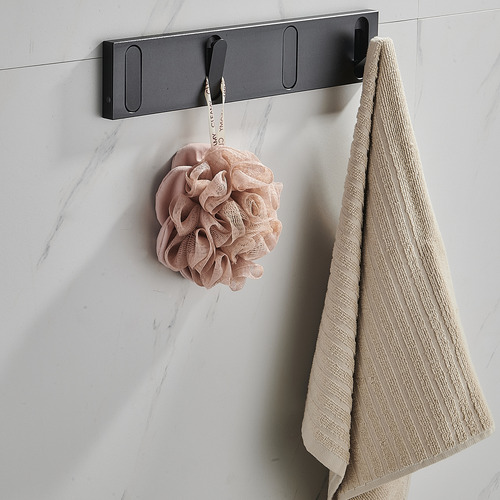 TimeTreasureHome Hugo Black Aluminium Alloy 4 Robe Hook | Temple & Webster