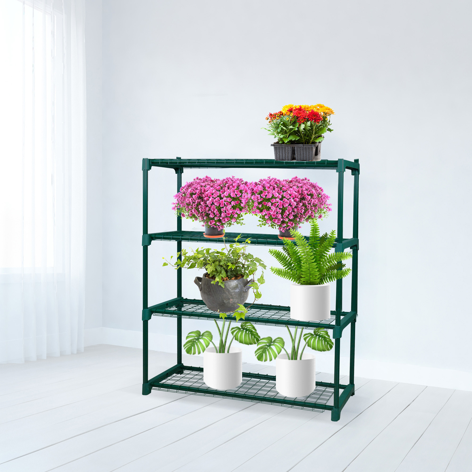 Oakleigh Home Green 4 Tier Steel Pot Plant Stands | Temple & Webster