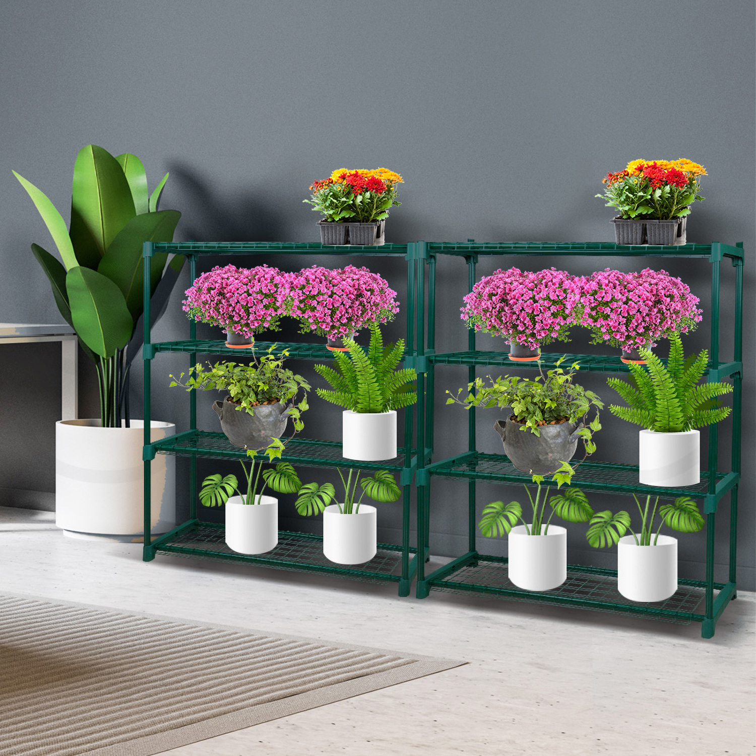 Oakleigh Home Green 4 Tier Steel Pot Plant Stands | Temple & Webster