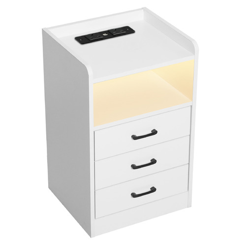Oakleigh Home Ulric LED Bedside Table with USB Port & Outlet | Temple ...
