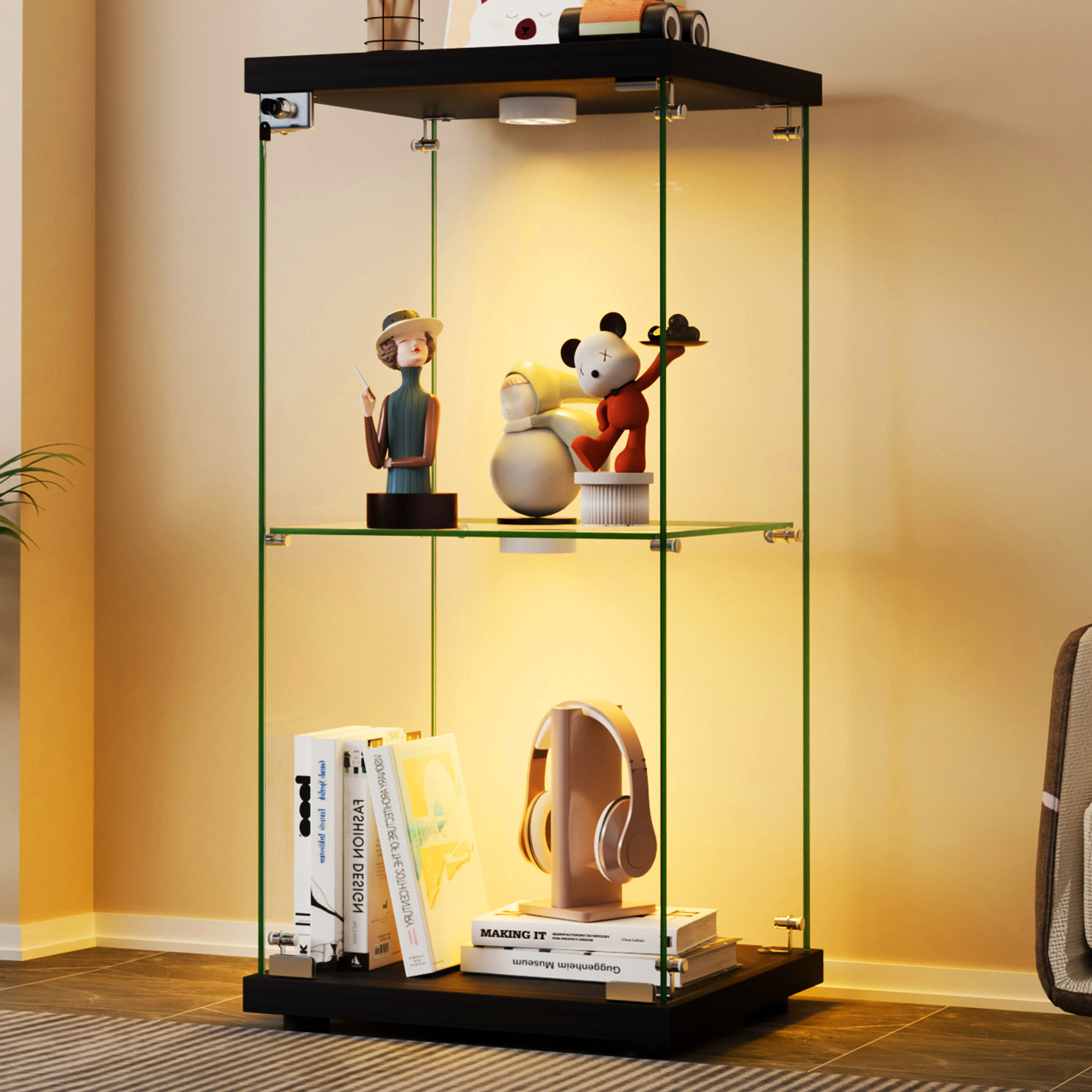 Oakleigh Home Zorn 2 Shelf Glass Display Cabinet | Temple & Webster