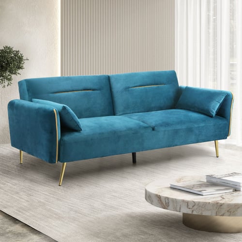 Cassia 2 Seater Single Velvet Sofa Bed | Temple & Webster