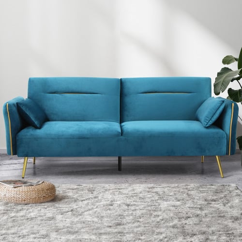 Cassia 2 Seater Single Velvet Sofa Bed | Temple & Webster