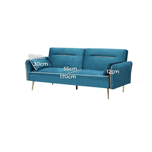 Cassia 2 Seater Single Velvet Sofa Bed | Temple & Webster