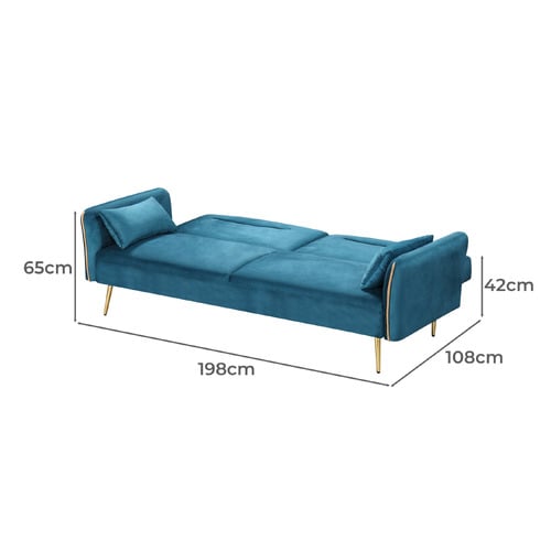 Cassia 2 Seater Single Velvet Sofa Bed | Temple & Webster