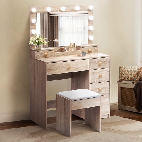 Oakleigh Home Chiqui LED Dressing Table & Stool Set | Temple & Webster