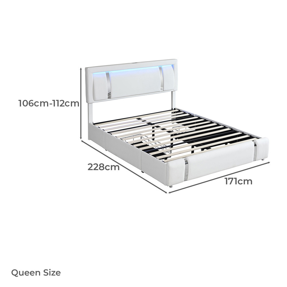 Oakleigh Home Raleigh Faux Leather Bed with LED & Charging Station ...