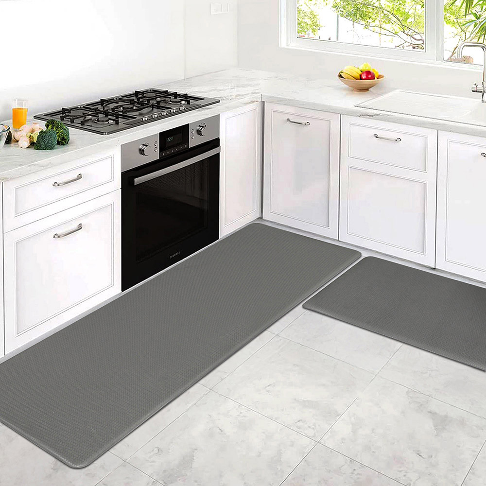 Oakleigh Home 2 Piece Grey Brinly Non-Slip Kitchen Mat Set | Temple ...