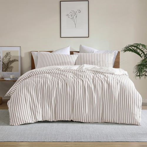 Radisson Home Natural Stripe Frankie Quilt Cover Set | Temple & Webster