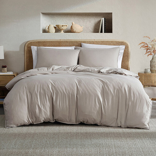 Grey Ricki Vintage-Look Quilt Cover Set | Temple & Webster