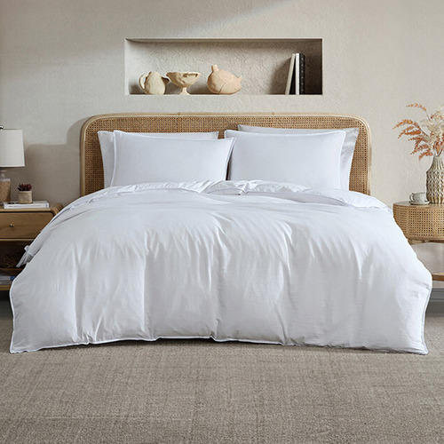 White Ricki Vintage-Look Quilt Cover Set | Temple & Webster