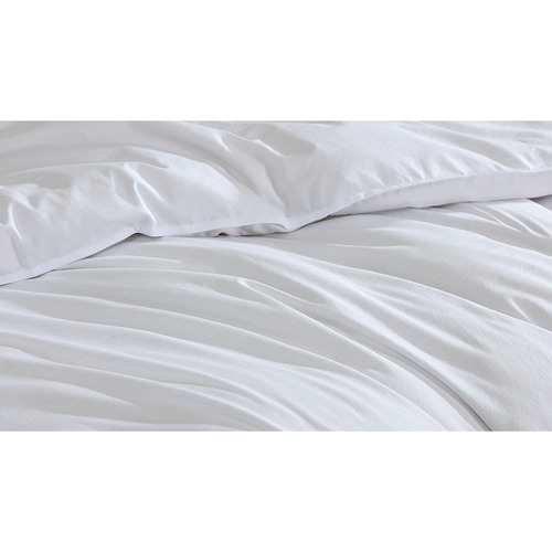 White Ricki Vintage-Look Quilt Cover Set | Temple & Webster