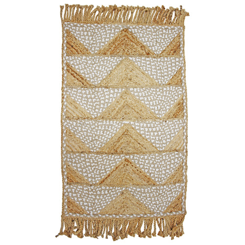 Natural & Grey Laaj Hand-Knotted Jute Rug | Temple & Webster