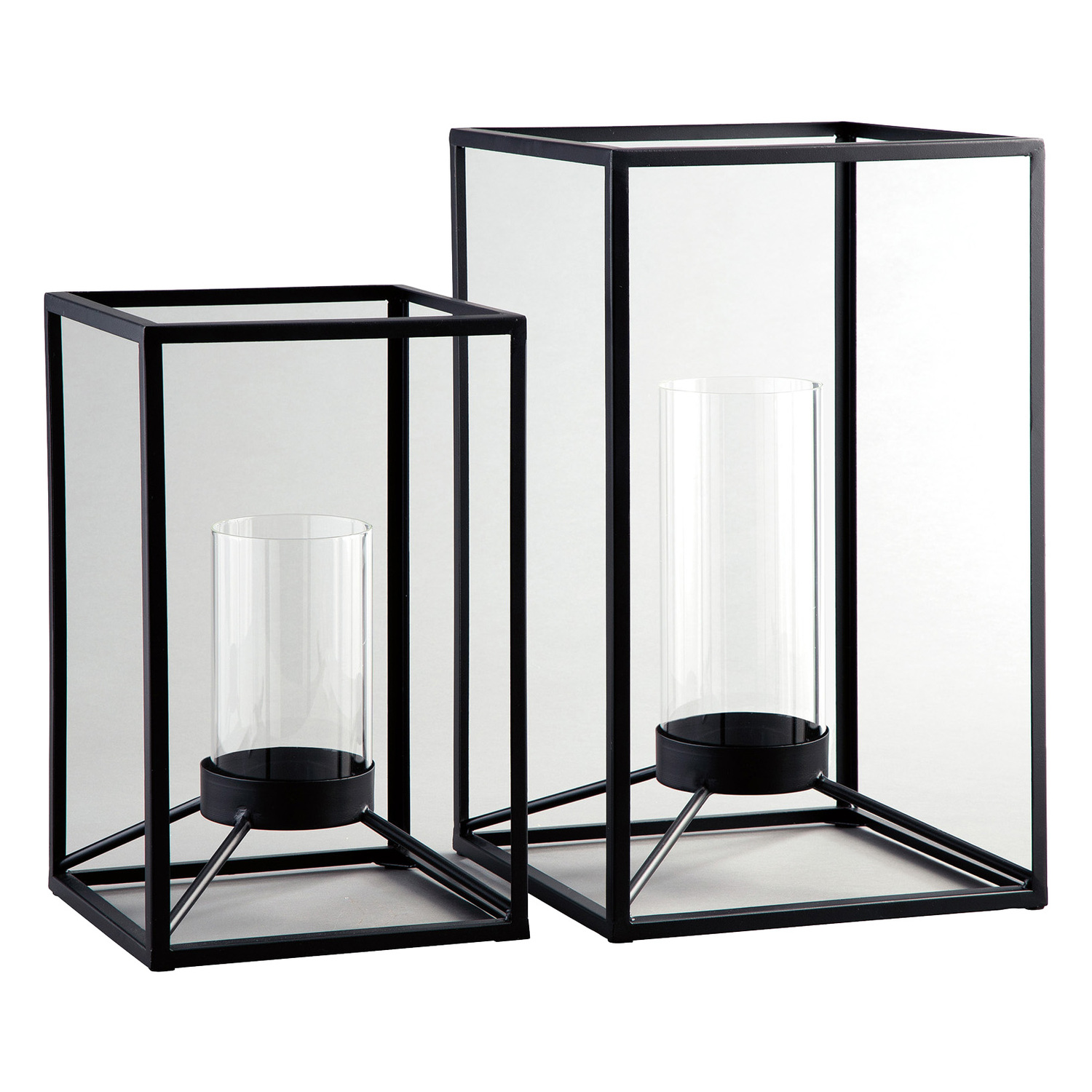 2 Piece Black Wallace Metal Candle Lantern Set | Temple & Webster