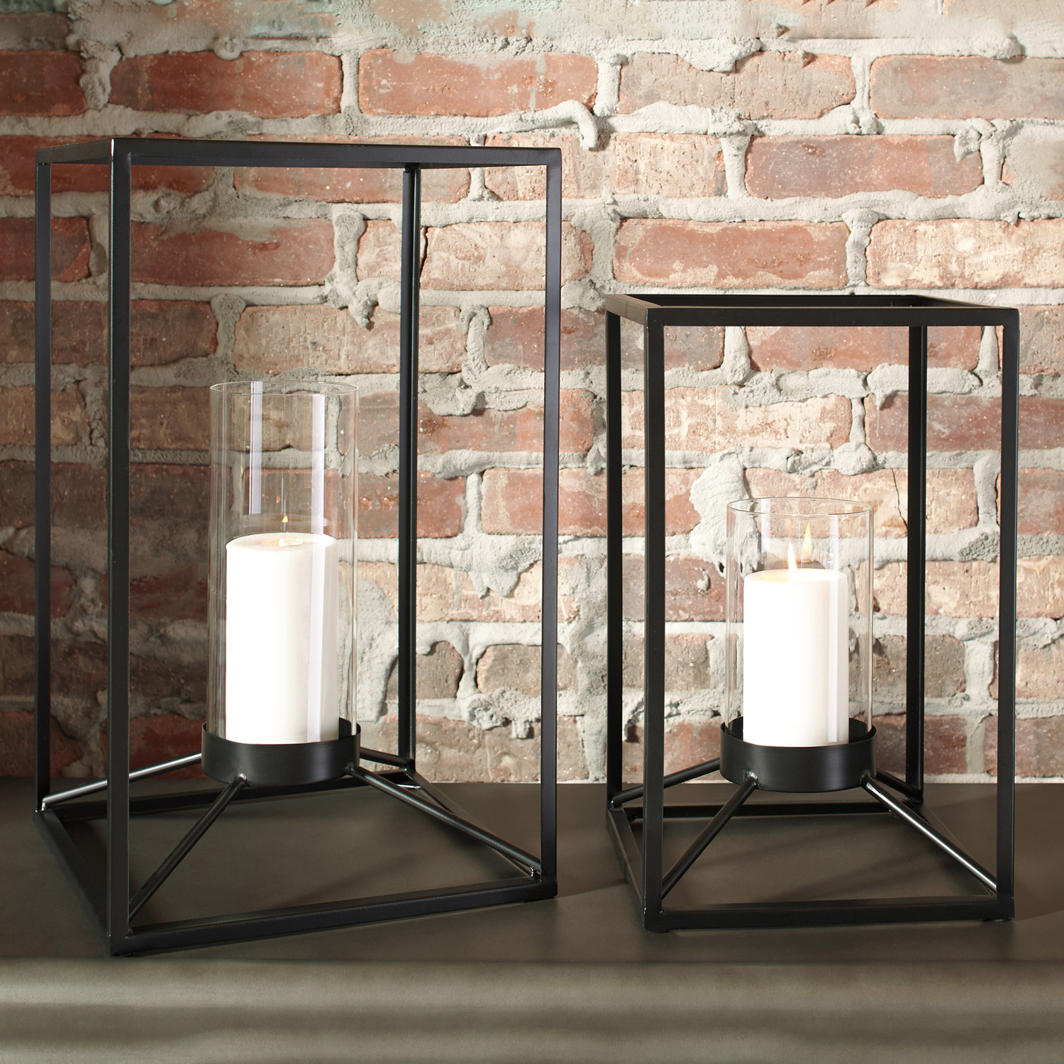 2 Piece Black Wallace Metal Candle Lantern Set | Temple & Webster