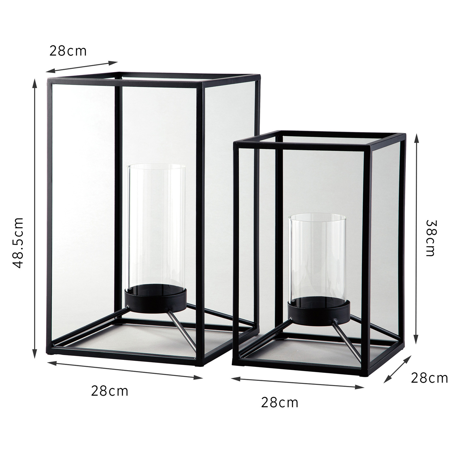 2 Piece Black Wallace Metal Candle Lantern Set | Temple & Webster