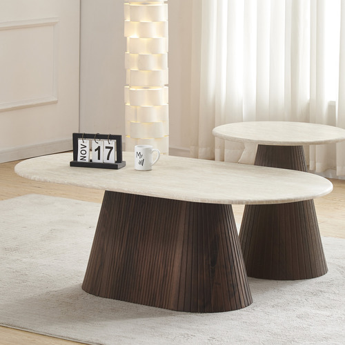 Keys Road Designs Theia Travertine-Look Coffee Table | Temple & Webster