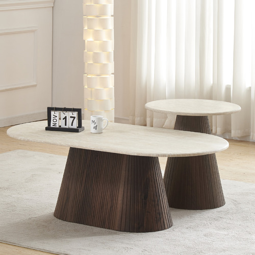 Theia Travertine-Look Side Table | Temple & Webster