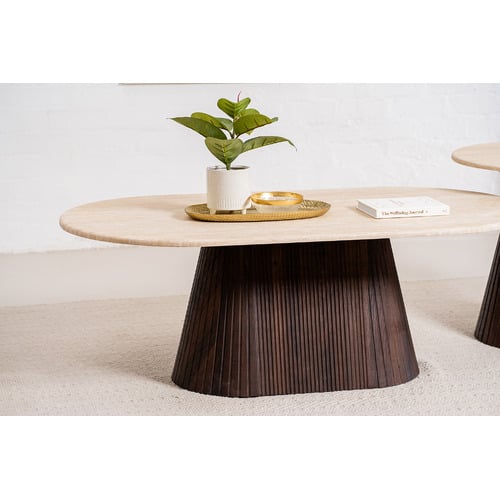 Keys Road Designs Theia Travertine-Look Coffee Table | Temple & Webster