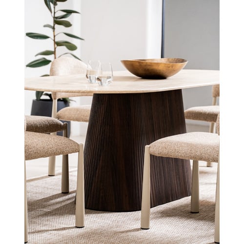 Theia Travertine-Look Dining Table | Temple & Webster