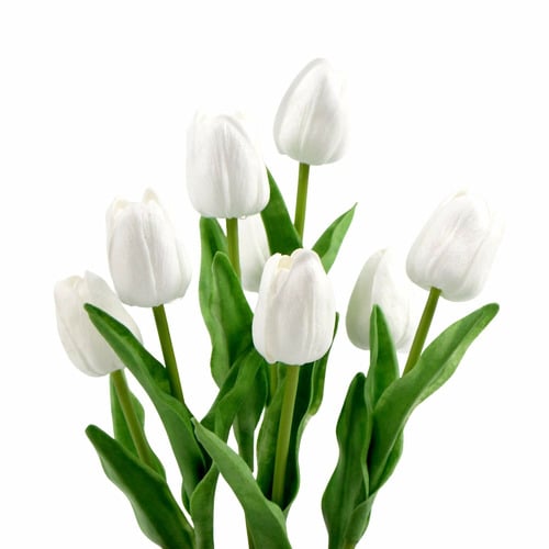 BotanicArtisan 35cm Potted Faux White Tulip Arrangement | Temple & Webster