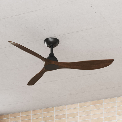 Spartan 132cm Teak & Matte Black DC Smart Ceiling Fan with Remote ...