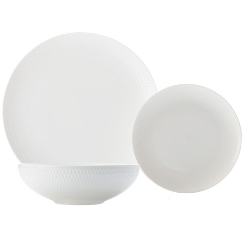 Maxwell & Williams 12 Piece White Basics Diamonds Dinner Set | Temple ...