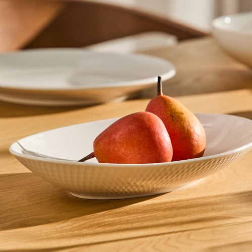White Basics Diamonds Porcelain Oval Serving Bowls | Temple & Webster