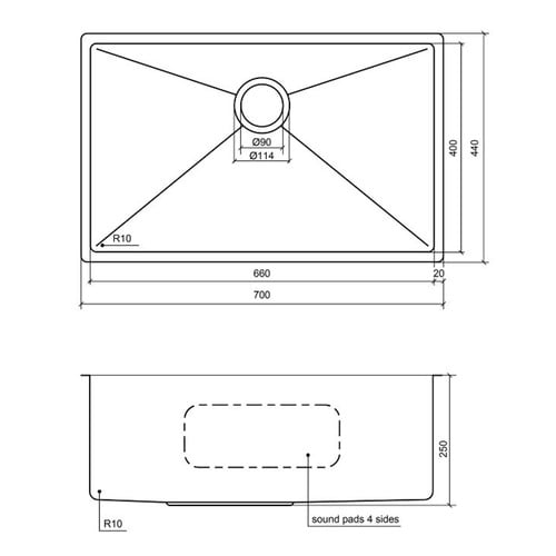 EightQuarters Henley 700mm Single Stainless Steel Kitchen Sink | Temple ...
