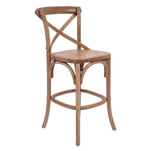 65cm Cross Back Oak Wood Counter Stool | Temple & Webster