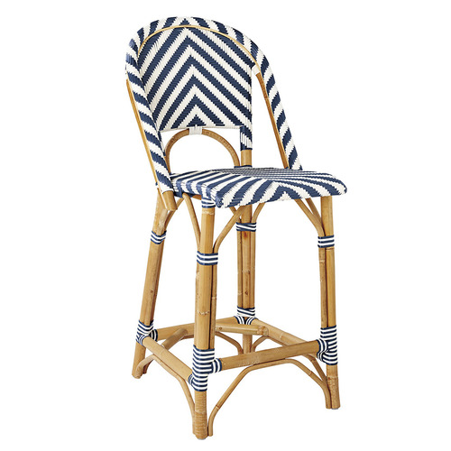 65cm Navy Chevron Sorrento Counter Stool | Temple & Webster