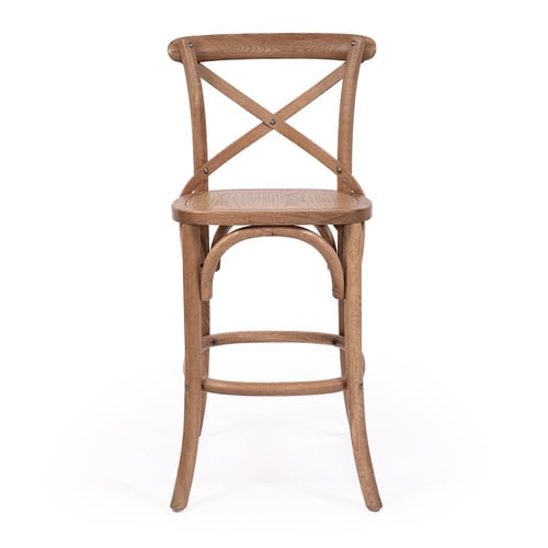 65cm Cross Back Oak Wood Counter Stool | Temple & Webster