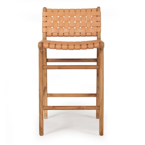 LilaInteriors 65cm Pasadena Woven Leather Counter Stool | Temple & Webster