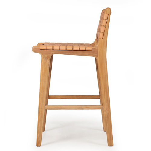 LilaInteriors 65cm Pasadena Woven Leather Counter Stool | Temple & Webster