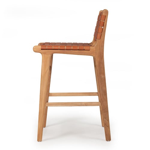 LilaInteriors 65cm Pasadena Woven Leather Counter Stool | Temple & Webster