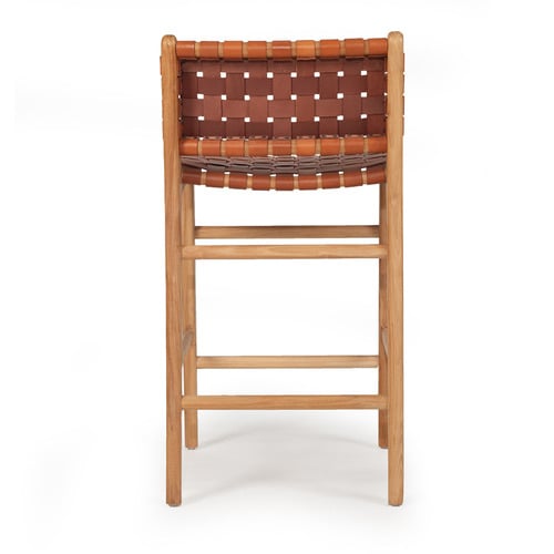 LilaInteriors 65cm Pasadena Woven Leather Counter Stool | Temple & Webster
