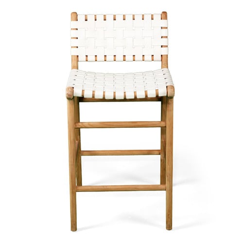 LilaInteriors 65cm Pasadena Woven Leather Counter Stool | Temple & Webster