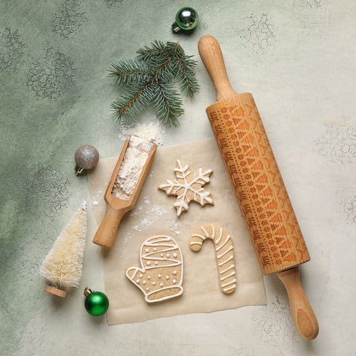 Chiswick Living Carol Fairisle Embossed Rolling Pin | Temple & Webster