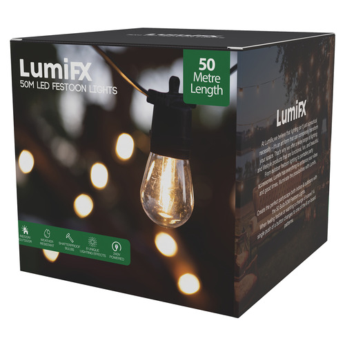 Chiswick Living 50m Warm White Shelby LED Outdoor Festoon Lights ...