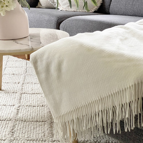 Capeview Interiors Chiswick Merino Wool-Blend Throw Rug | Temple & Webster