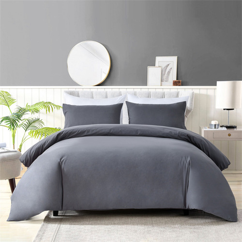 Albion Collection Grey Seraffin Cotton Quilt Cover Set | Temple & Webster