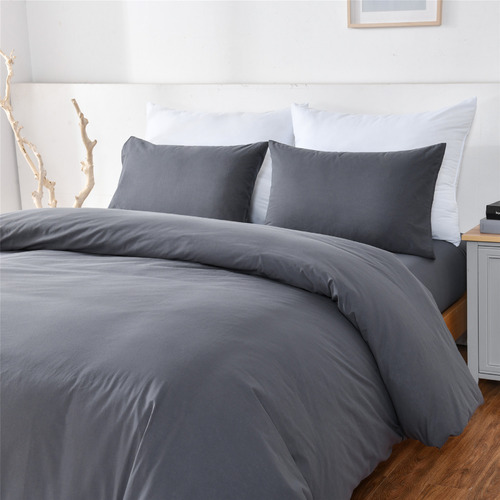 Albion Collection Grey Seraffin Cotton Quilt Cover Set | Temple & Webster