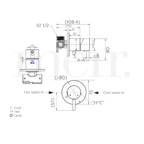 Round Short Pin Lever Wall Mixer Trim Kit Only | Temple & Webster