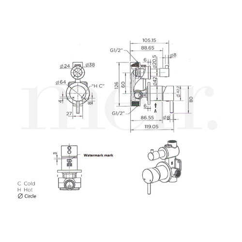 Round Diverter Mixer Trim Kit Only | Temple & Webster