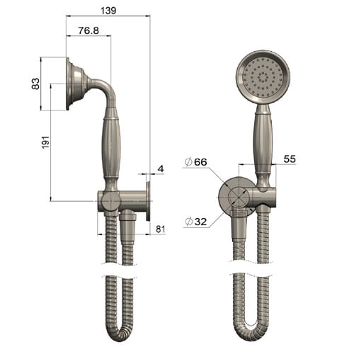 Harrington Brushed Nickel Hand-held Shower | Temple & Webster