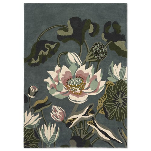 Midnight Pond Water Lily Hand-Tufted Wool Rug | Temple & Webster