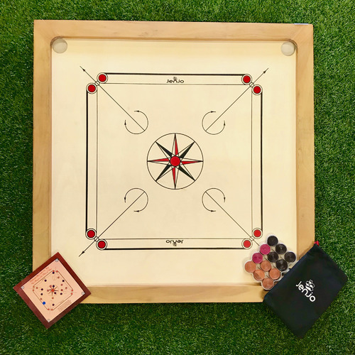 JenjoGames Natural Carrom Board Game Set | Temple & Webster